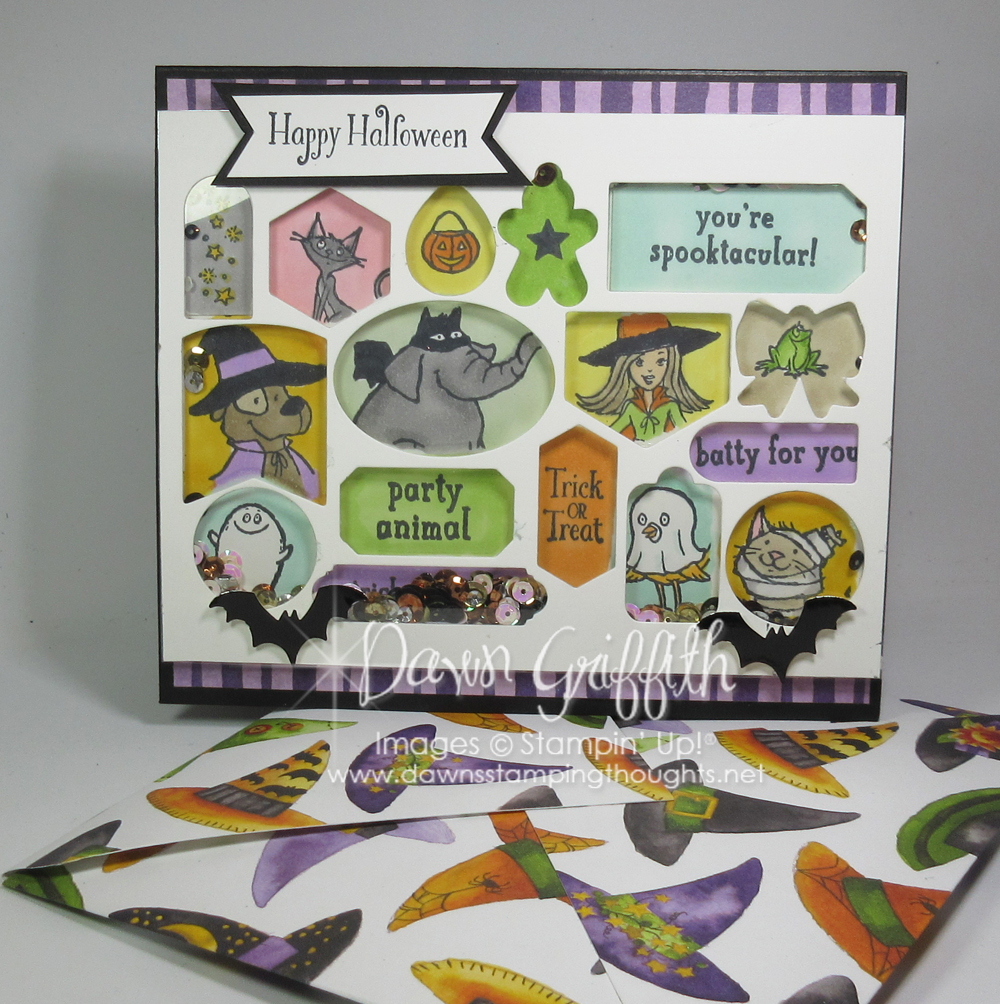 Halloween Shaker card using the Christmas Tags Thinlits video - Dawn's Stamping Thoughts